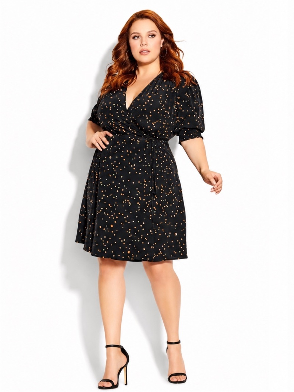 City Chic | Dresses | City Chic Prism Puzzle Dot Print Faux Wrap Dress ...